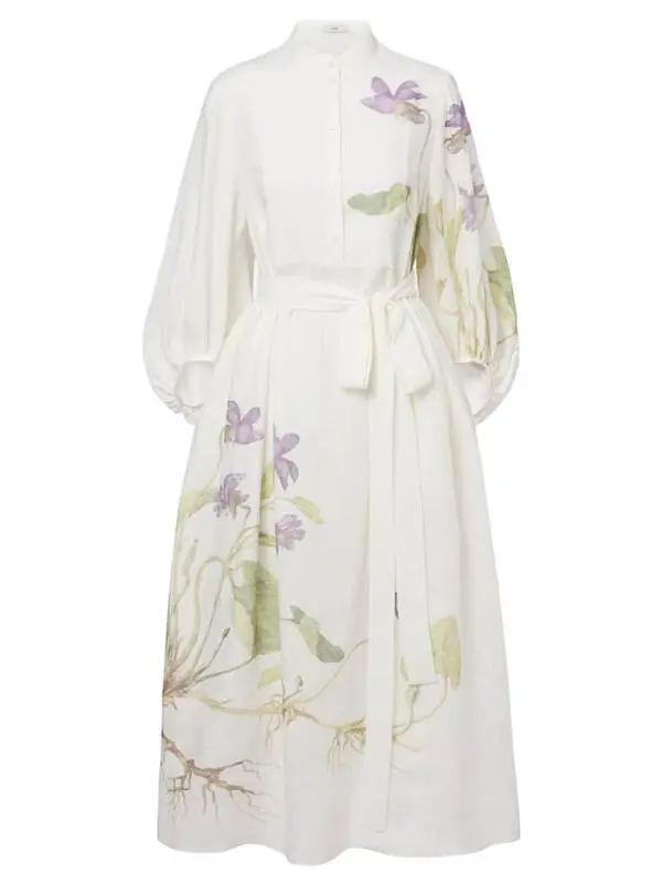 Erdem Linen Wrap Dress - White