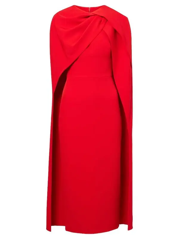 Safiyaa Cape-detail Midi Dress - Red