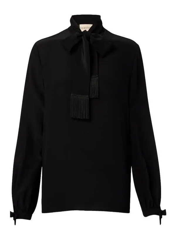 Valentino Garavani Bow-detail Silk Crêpe Blouse - Black