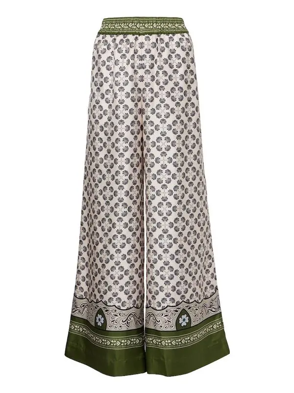 La DoubleJ Phoenix Placed Printed Silk Twill Palazzo Pants - Multicoloured
