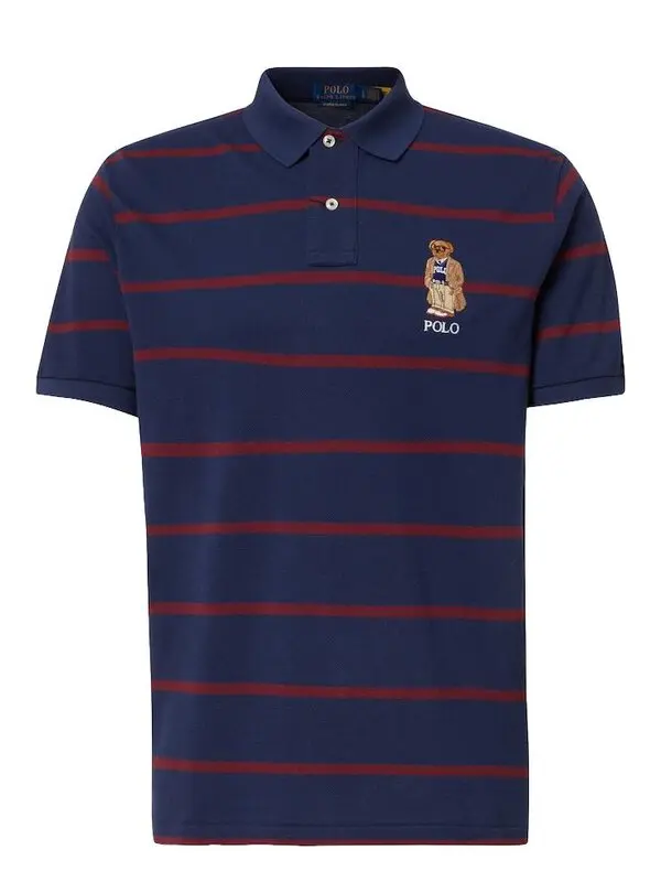 Polo Ralph Lauren Polo Bear Striped Cotton Polo Shirt - Blue