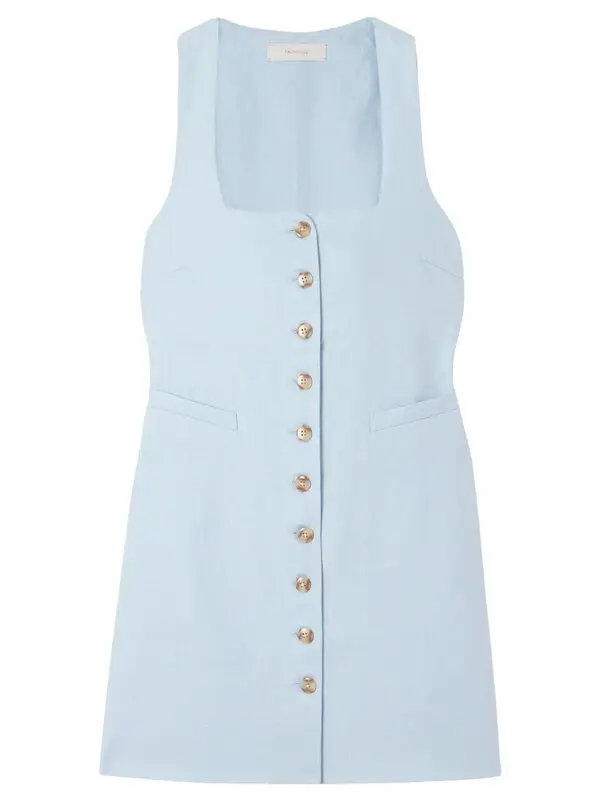 Faithfull The Brand Jaques Linen Mini Dress - Blue