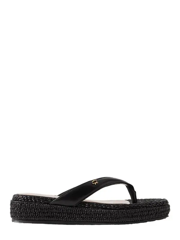 GIANVITO ROSSI Tahiti 40 Leather Platform Flip Flops - Black