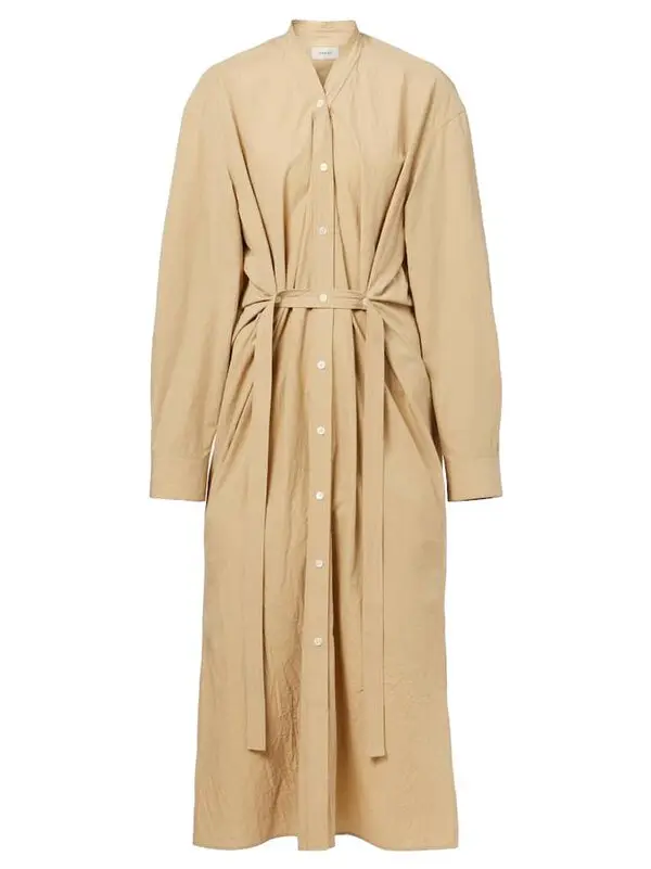 LEMAIRE Belted Cotton Shirt Dress - Beige