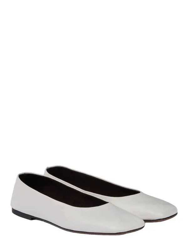 THE ROW Square Leather Ballet Flats - White