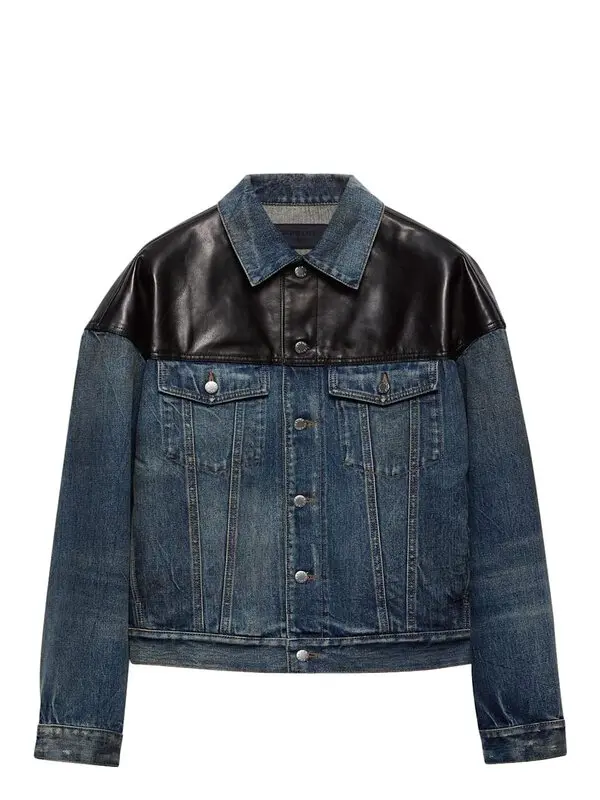 Prada Denim And Leather Jacket - Bleu