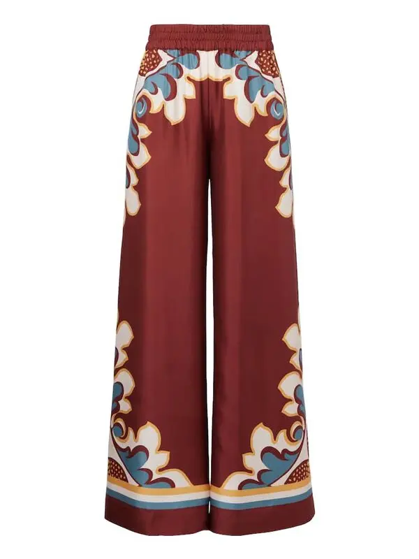 La DoubleJ Printed High-rise Silk Twill Palazzo Pants - Red