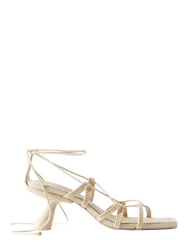 Cult Gaia Raisa Raffia Heeled Sandals - Neutrals