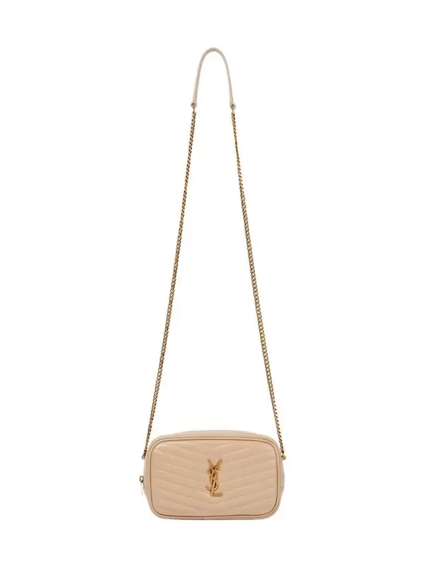 Saint Laurent Lou Mini Quilted Leather Camera Bag - Beige