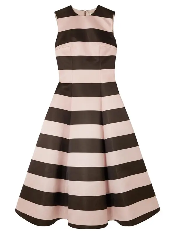 EMILIA WICKSTEAD Mara Striped Duchesse-satin Midi Dress - Pink
