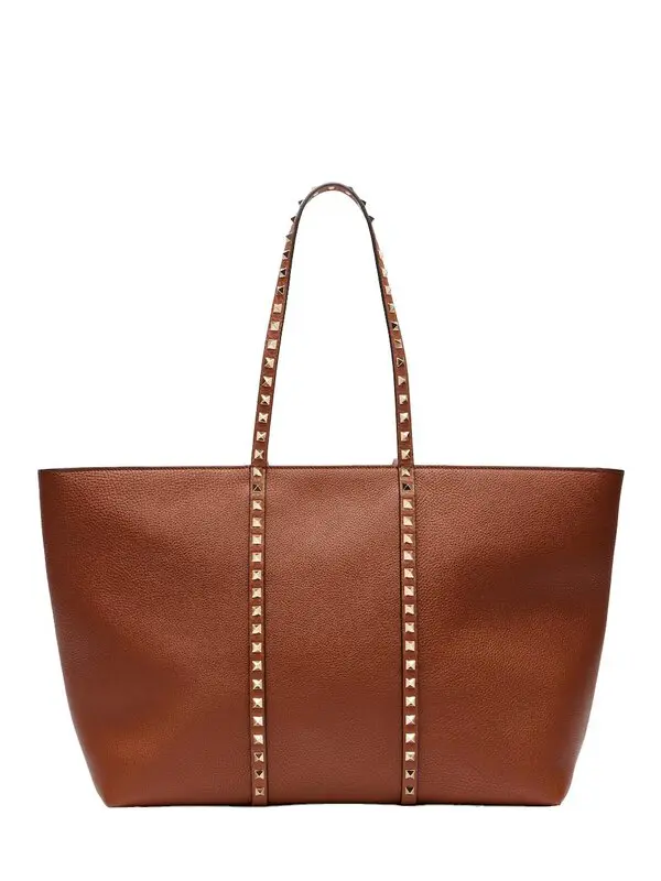 Valentino Garavani Rockstud Leather Tote Bag - Brown