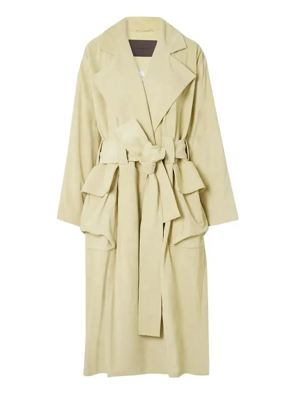 16Arlington Cinzia Belted Suede Trench Coat - Neutrals
