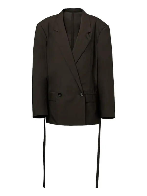 LEMAIRE Belted Cotton And Silk Blazer - Brown