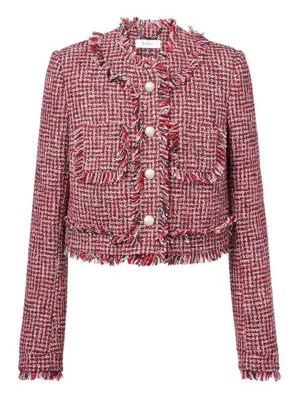 Safiyaa Wool-blend Tweed Jacket - Red