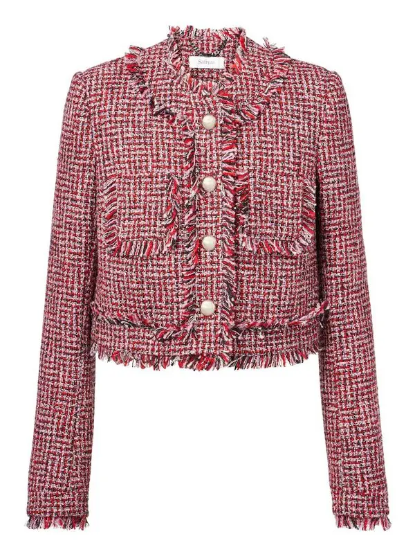 Safiyaa Wool-blend Tweed Jacket - Red
