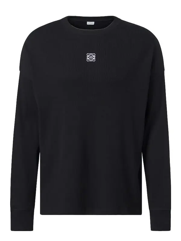 Loewe Anagram Ribbed-knit Cotton T-shirt - Black