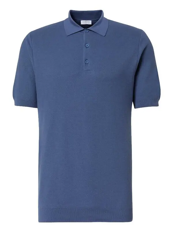 Sunspel Cotton Polo Shirt - Blue