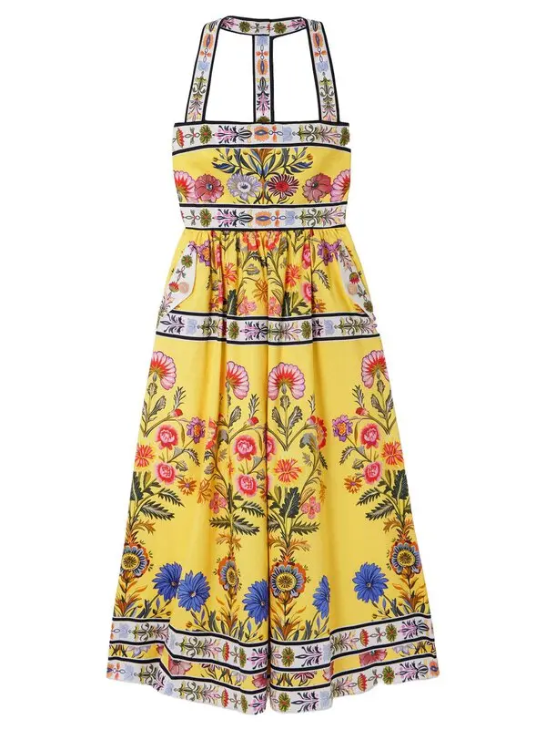 Borgo De Nor Mavaro Printed Cotton-poplin Midi Dress - Yellow