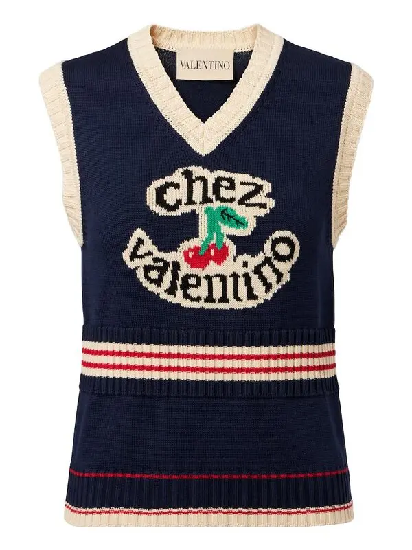 Valentino Garavani Chez Cotton Sweater Vest - Blue