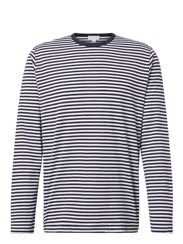 Sunspel Striped Cotton T-shirr - Multicoloured