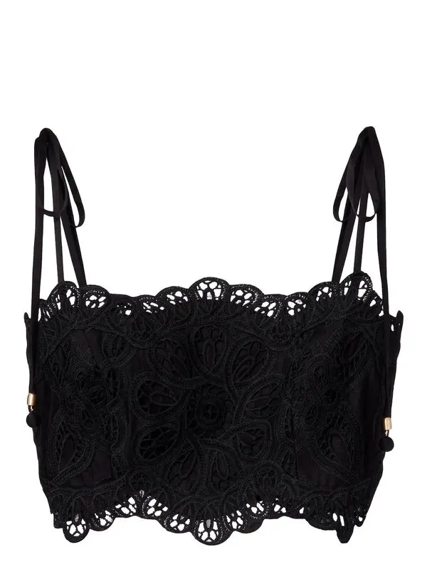 Zimmermann Rhiannon Embroidered Cotton Top - Black