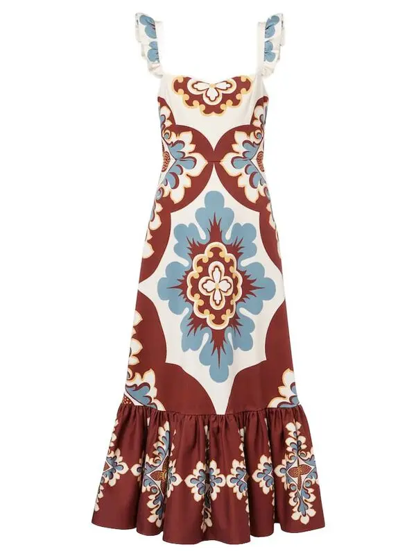 La DoubleJ Gingerbread Palazzo Placée Midi Dress - Multicoloured
