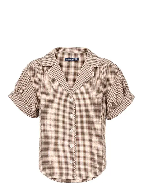 Veronica Beard Ilene Gingham Cotton-blend Shirt - Brown