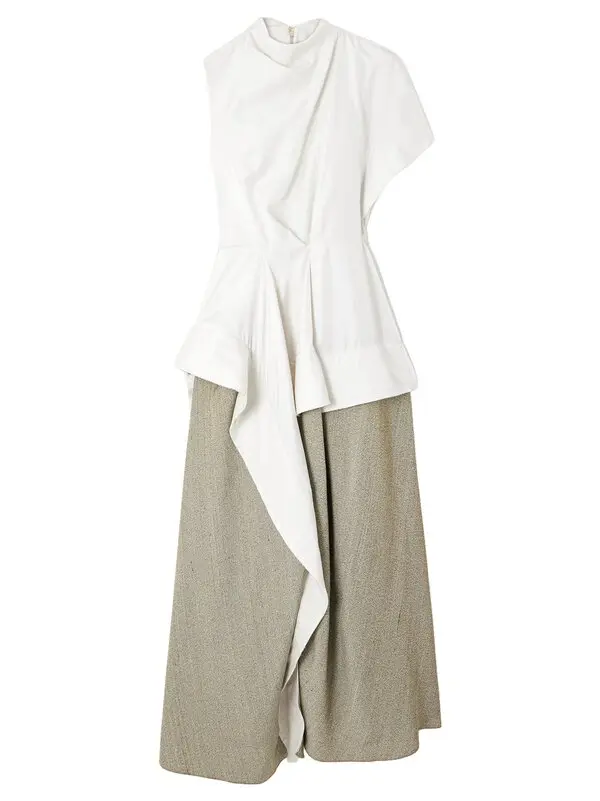 ROKSANDA Meena Asymmetric Draped Layered Silk-satin And Twill Dress - Ivory
