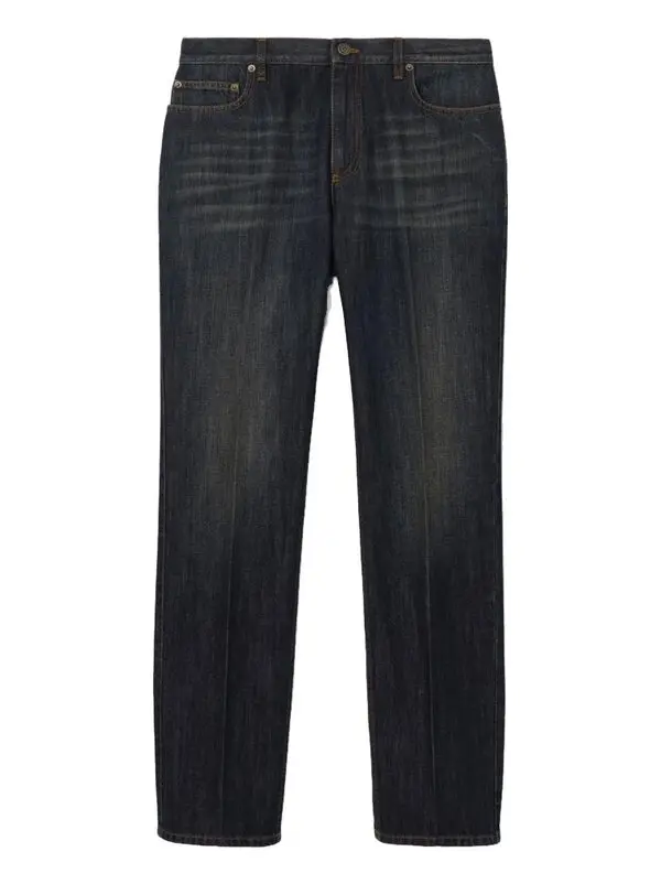 Burberry Slim Fit Washed Denim Jeans - Mid Blue