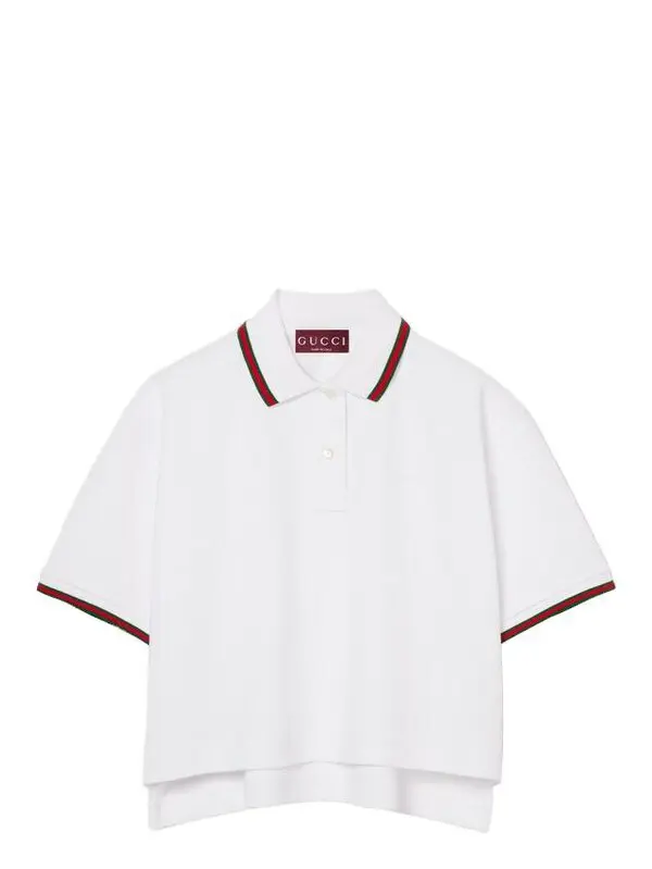 Gucci Cotton Piquet Polo Shirt With Web - White