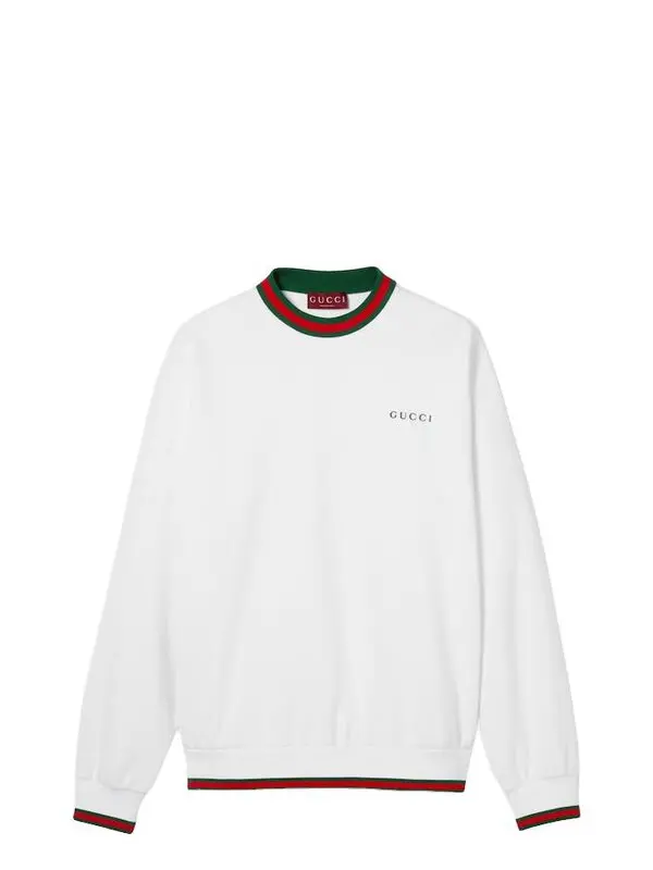 Gucci Cotton Piquet Sweatshirt With Web - White