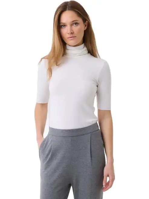 Majestic Filatures Soft Touch Elbow Sleeve Turtleneck - Blanc
