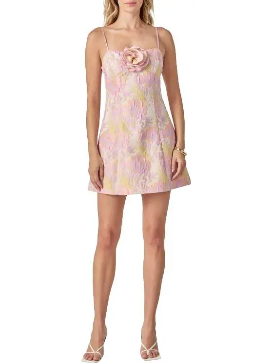 Endless Rose Rosette Jacquard Minidress - Pink Multi