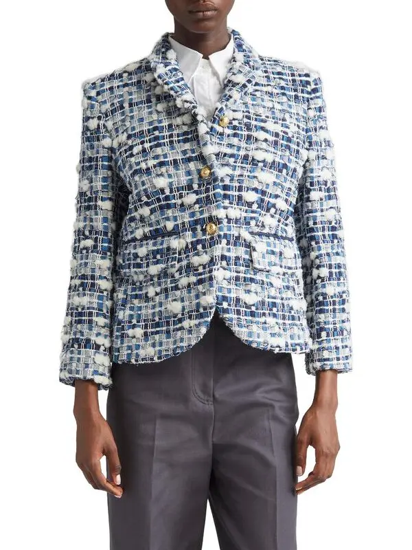 Thom Browne Denim Tweed Blazer - Navy