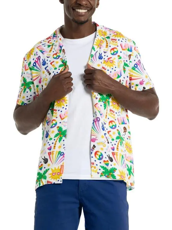 Opposuits Relaxed Fit Tropic Pride Icons Print Camp Shirt - White