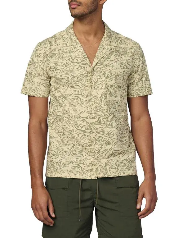 Joe's Jeans Abstract Cotton Camp Shirt - Tropical Green