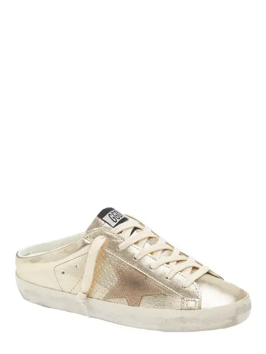 Golden Goose Super-star Sabot Metallic Mule Sneakers - Platinum/ Beige