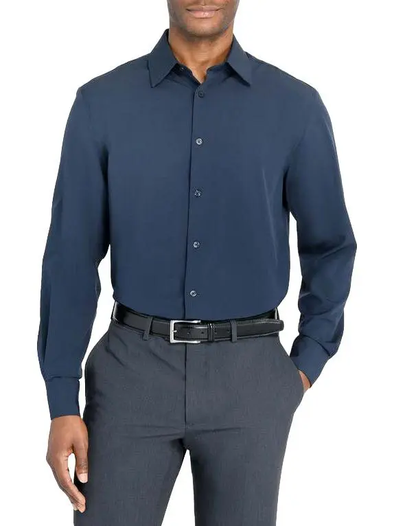 W.R.K Regular Fit Solid Performance Dress Shirt - Navy