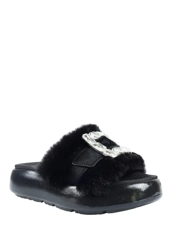 ZIGI Faux Fur Platform Sandal - Black
