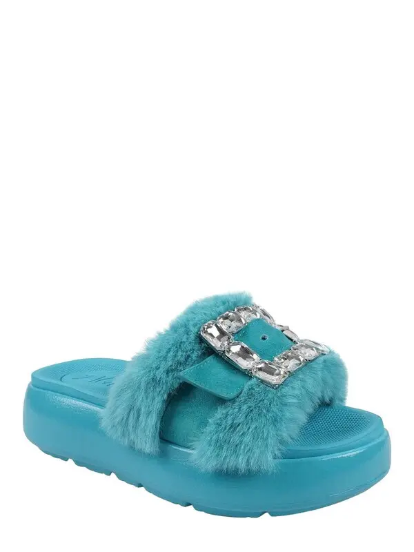 ZIGI Faux Fur Platform Sandal - Blue