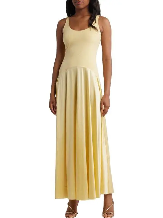 RARE LONDON Curved Waist Maxi Dress - Yellow