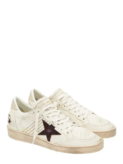 GOLDEN GOOSE Ball Star Low-top Sneakers - White/ Bordeaux/ Gold