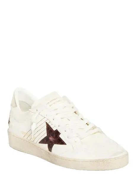 GOLDEN GOOSE Ball Star Low-top Sneakers - White/ Bordeaux/ Gold