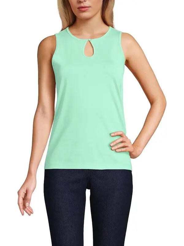 LANDS' END Supima Keyhole Tank - Frosted Mint