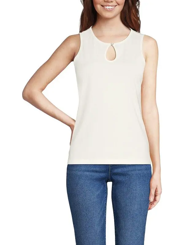 LANDS' END Supima Keyhole Tank - Ivory