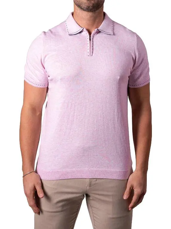 MACEOO Quarter Zip Polo - Pink