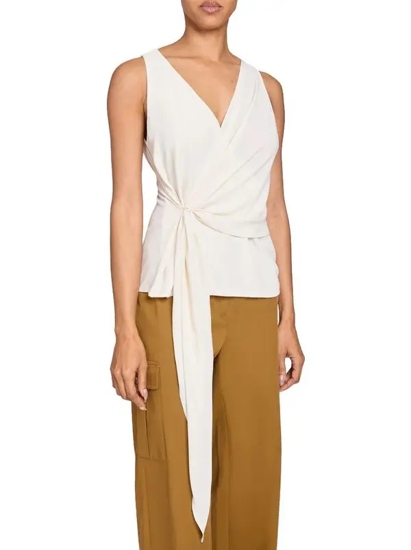 Santorelli Danna Faux Wrap Top - Cream