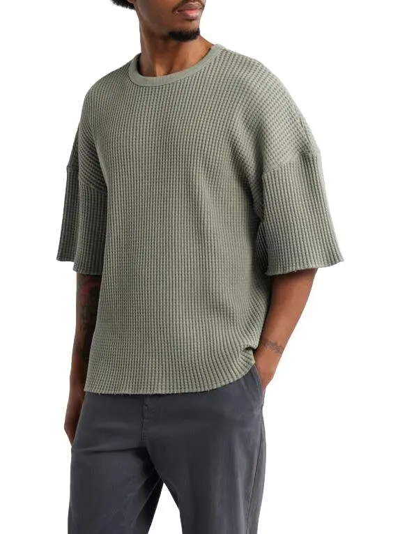 STANDARD ISSUE Oversize Thermal Knit T-shirt - Concrete