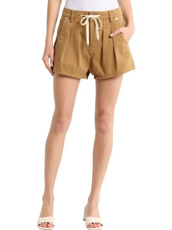 Blanknyc Drawstring Pleated Twill Shorts - Iced Tea