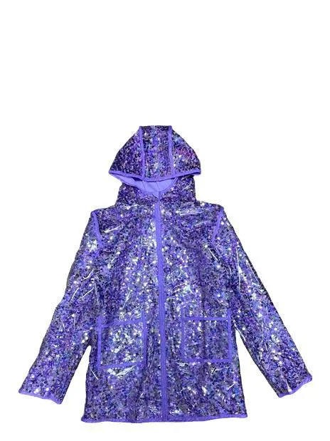 LOLA + THE BOYS Sequin Rain Jacket - Purple